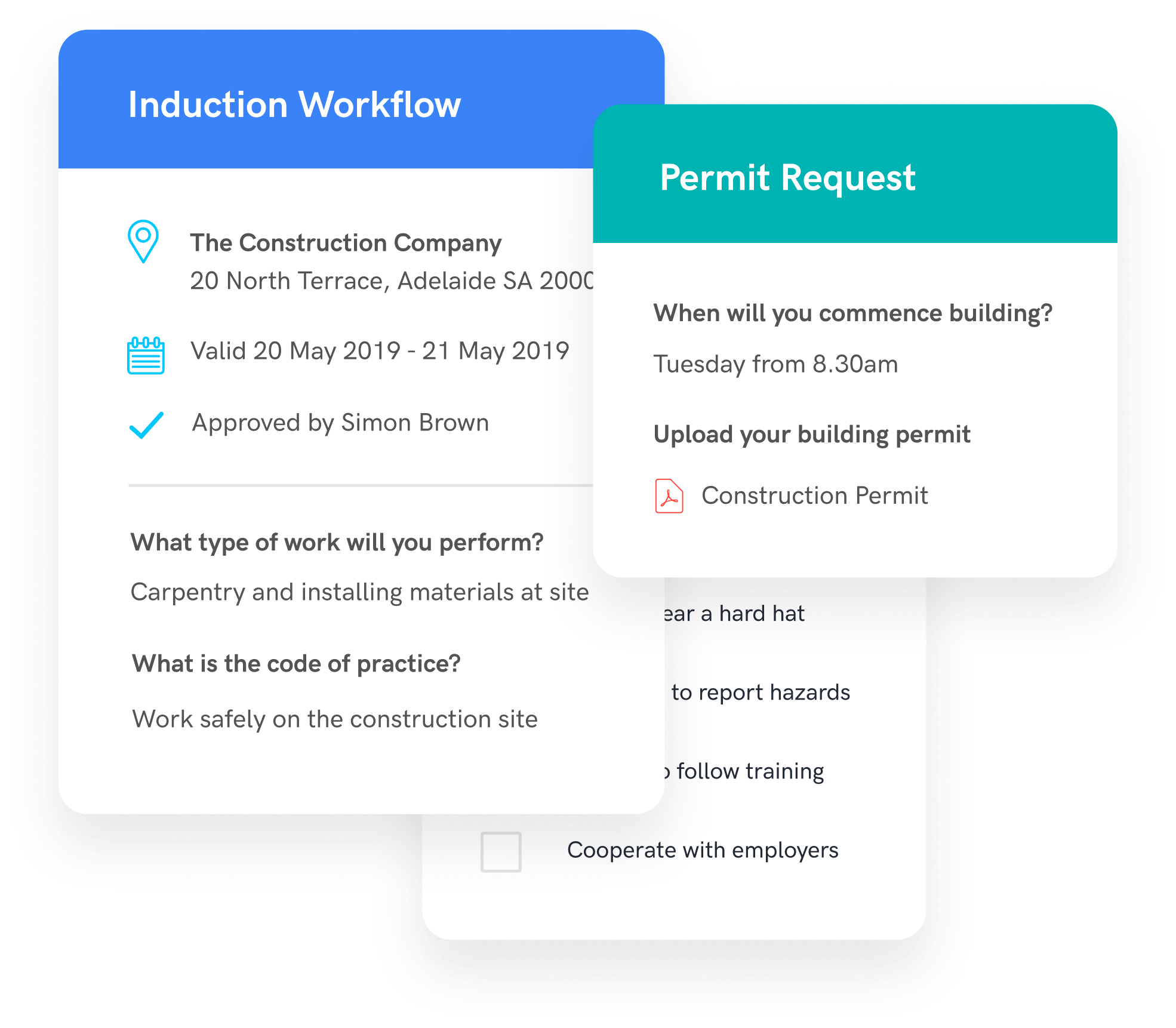 Visitor and contractor management for construction - Sine